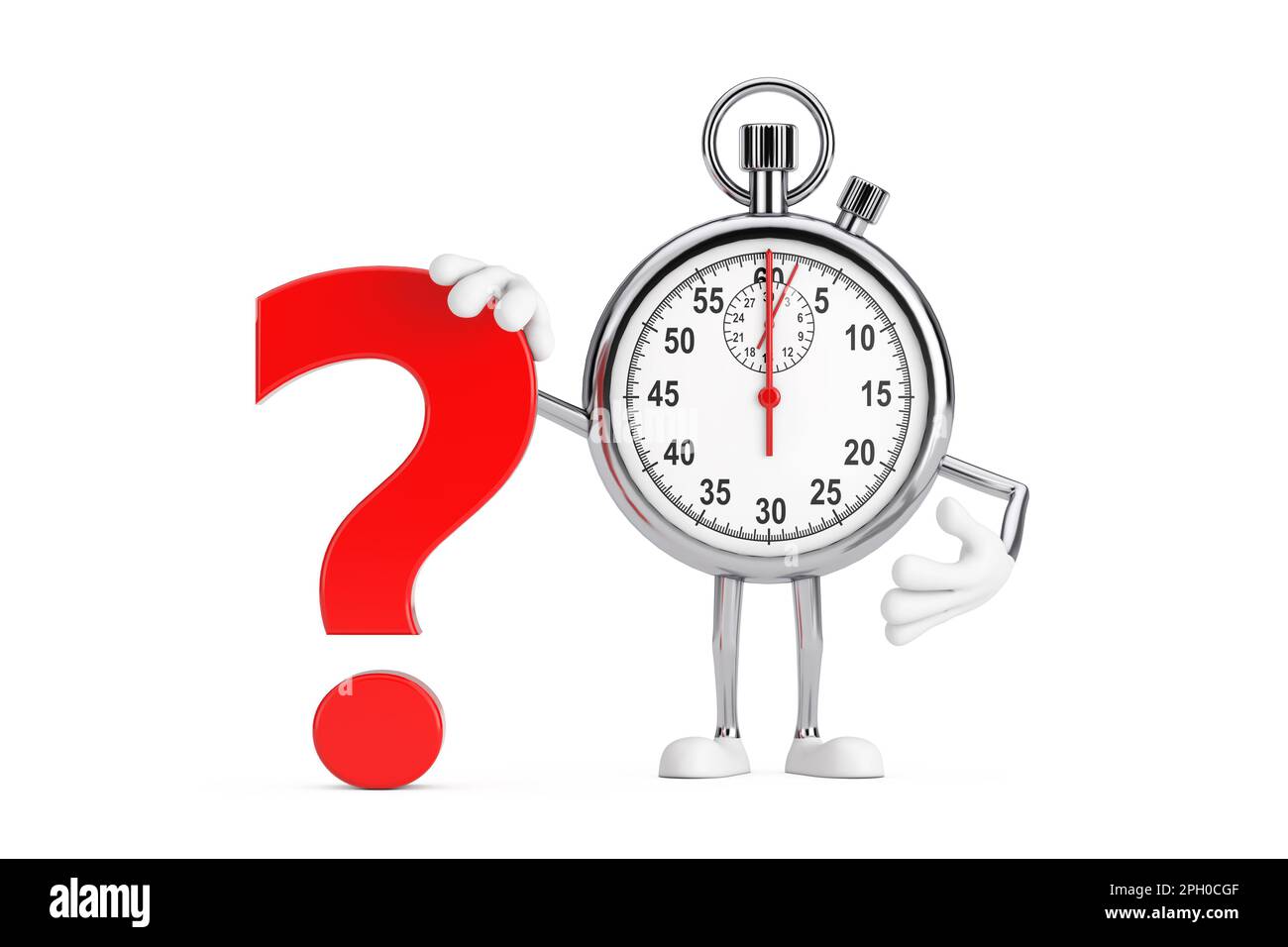Modern Stopwatch Cartoon Person Character Mascot with Red Question Mark ...
