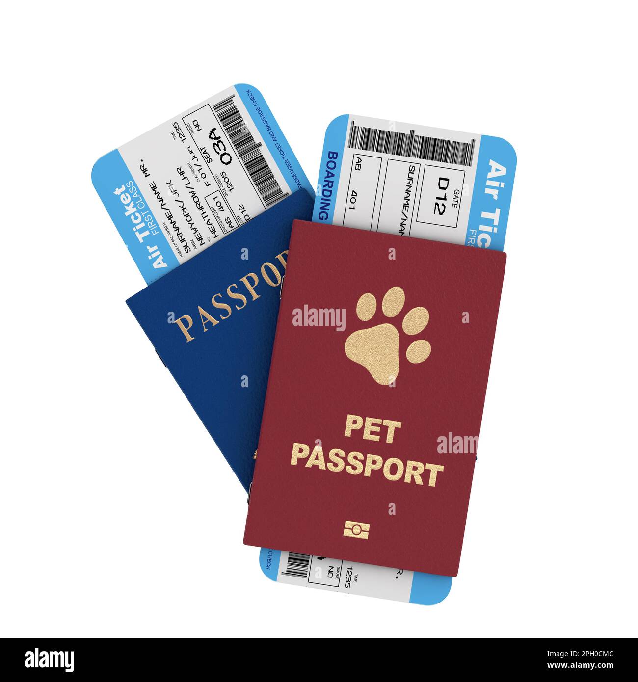 Blue International Passport and Red Pet Passport Document or Dog and ...