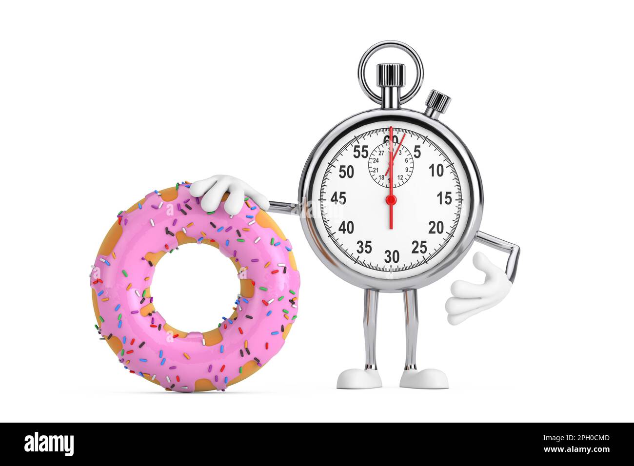 Modern Stopwatch Cartoon Person Character Mascot with Big Strawberry ...