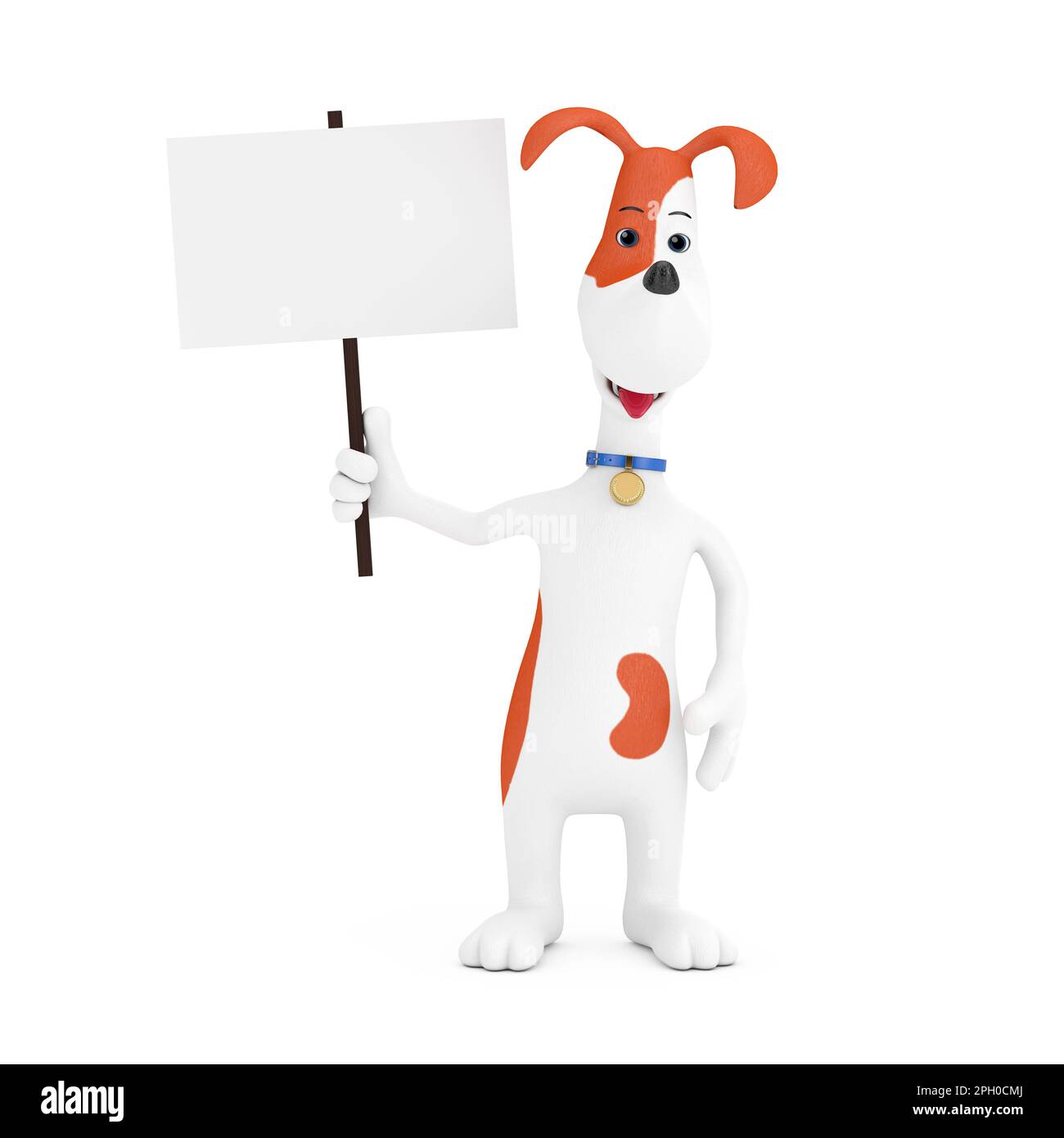 Cartoon Cute Dog Holding White Blank Protest Ad Banner Placard Mockup ...