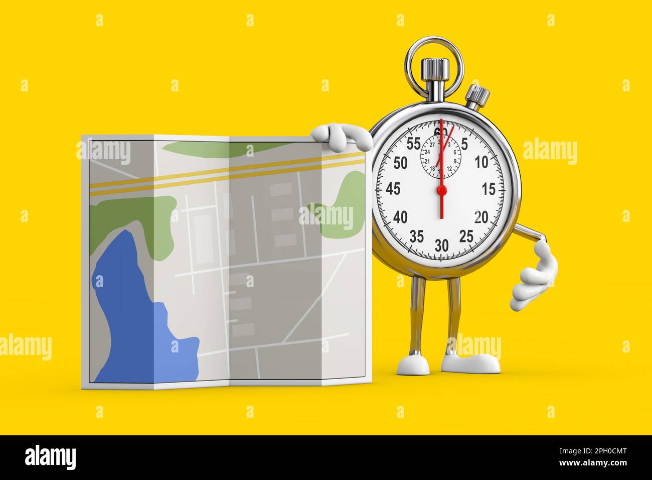 Modern Stopwatch Cartoon Person Character Mascot with Abstract City ...