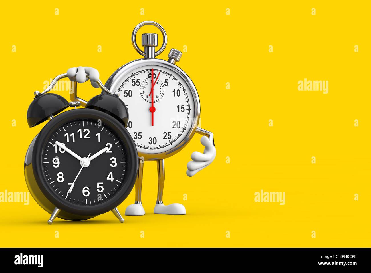 Modern Stopwatch Cartoon Person Character Mascot with Alarm Clock on a ...