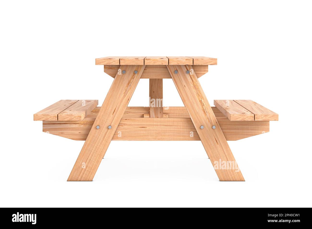 Wooden Picnic Table with Benches on a white background. 3d Rendering ...