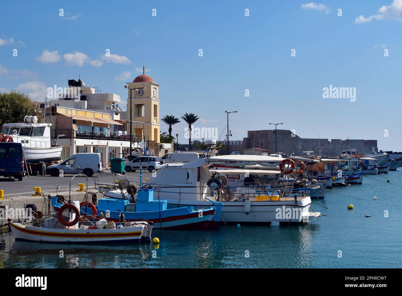 Ierapatra, Crete, Greece - October 12, 2022: Cityscape with clock tower ...