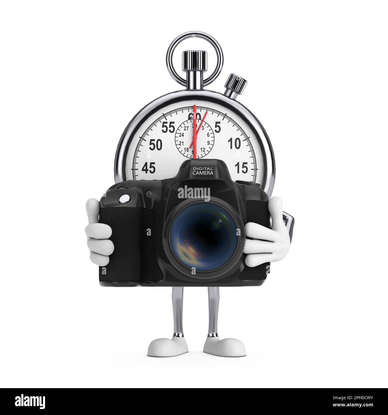 Modern Stopwatch Cartoon Person Character Mascot with Modern Digital ...