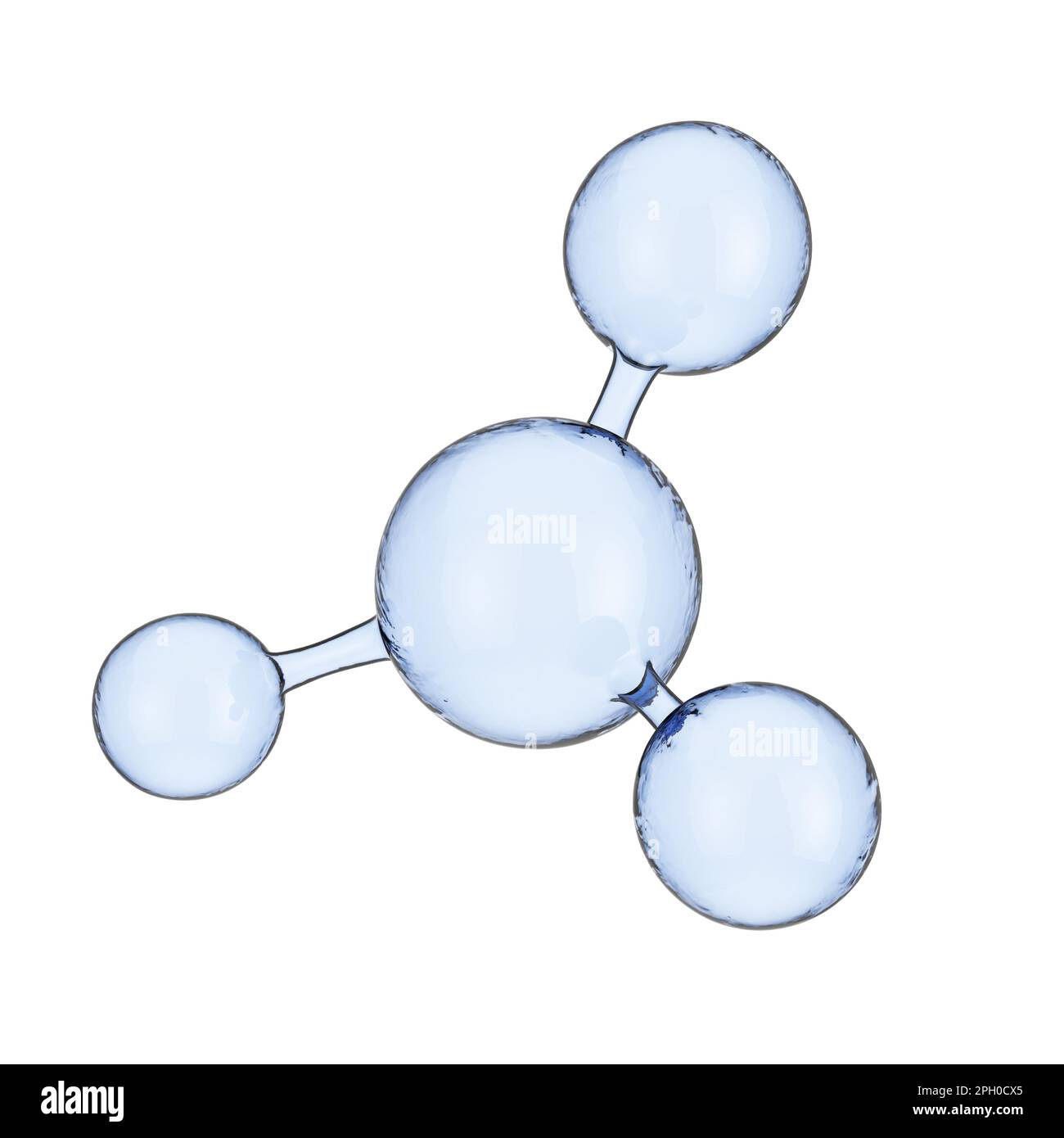 Blue Abstract Glass Molecule Model on a white background. 3d Rendering ...