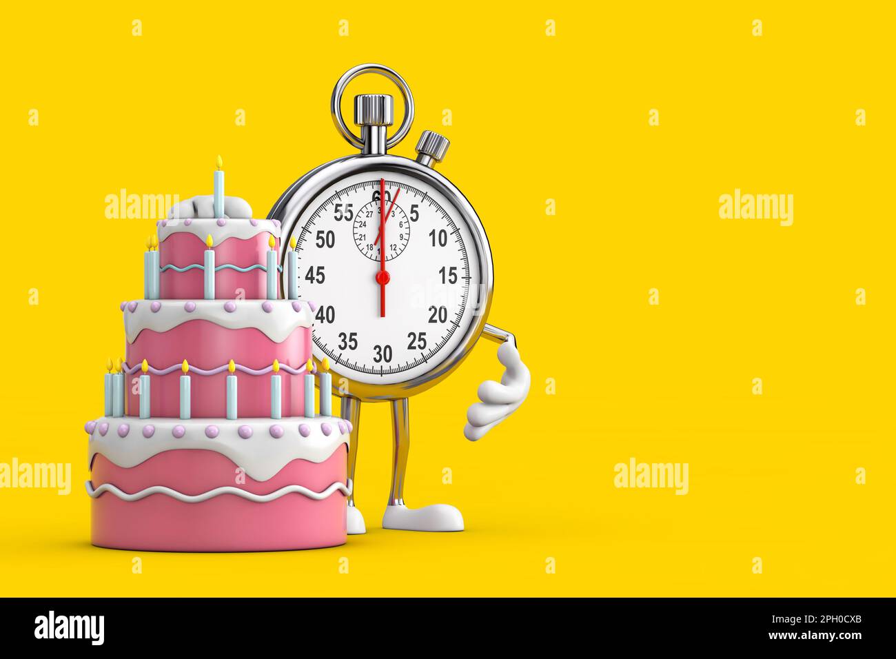 Modern Stopwatch Cartoon Person Character Mascot with Birthday Cartoon ...