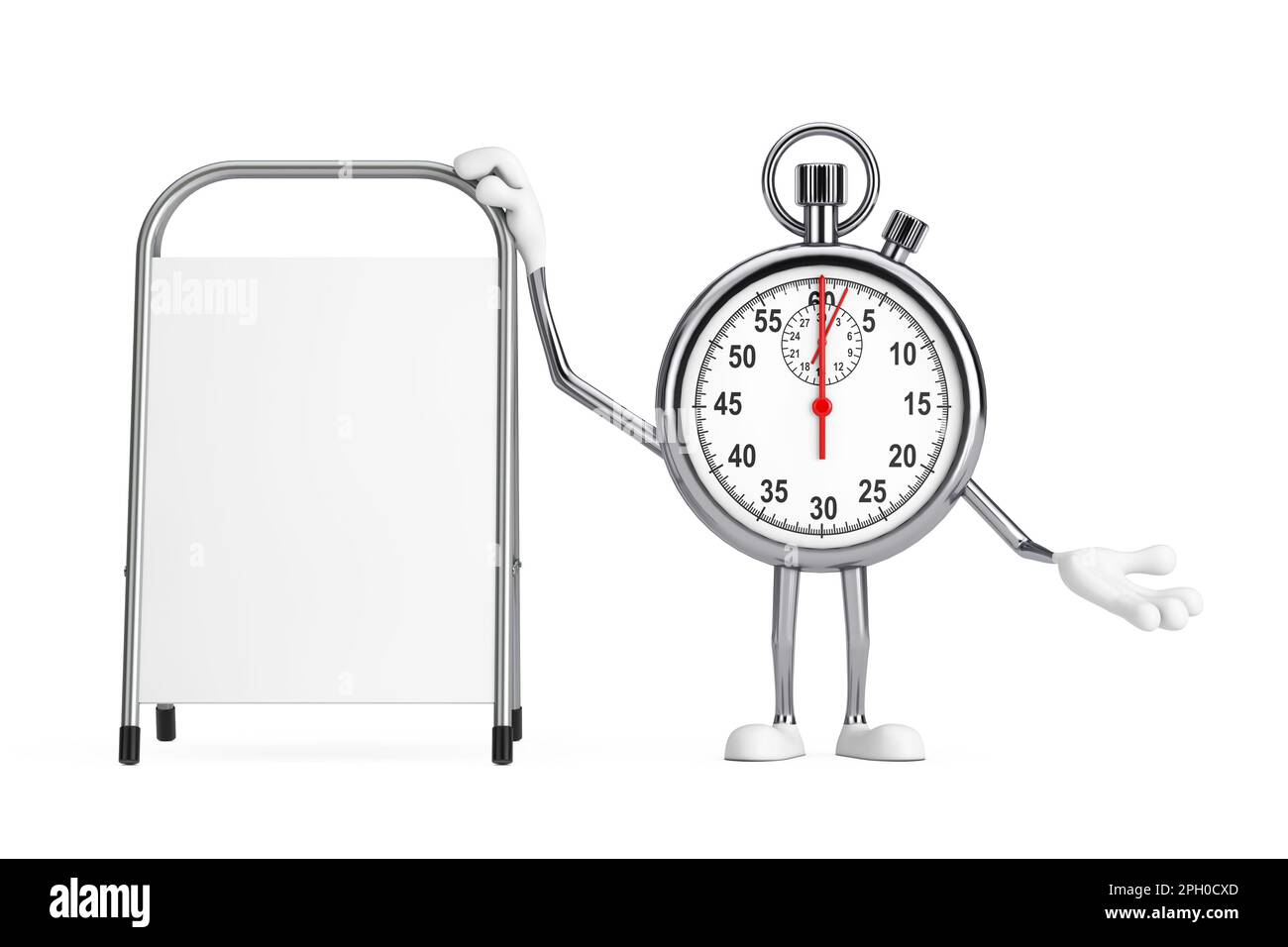 Modern Stopwatch Cartoon Person Character Mascot with White Blank ...