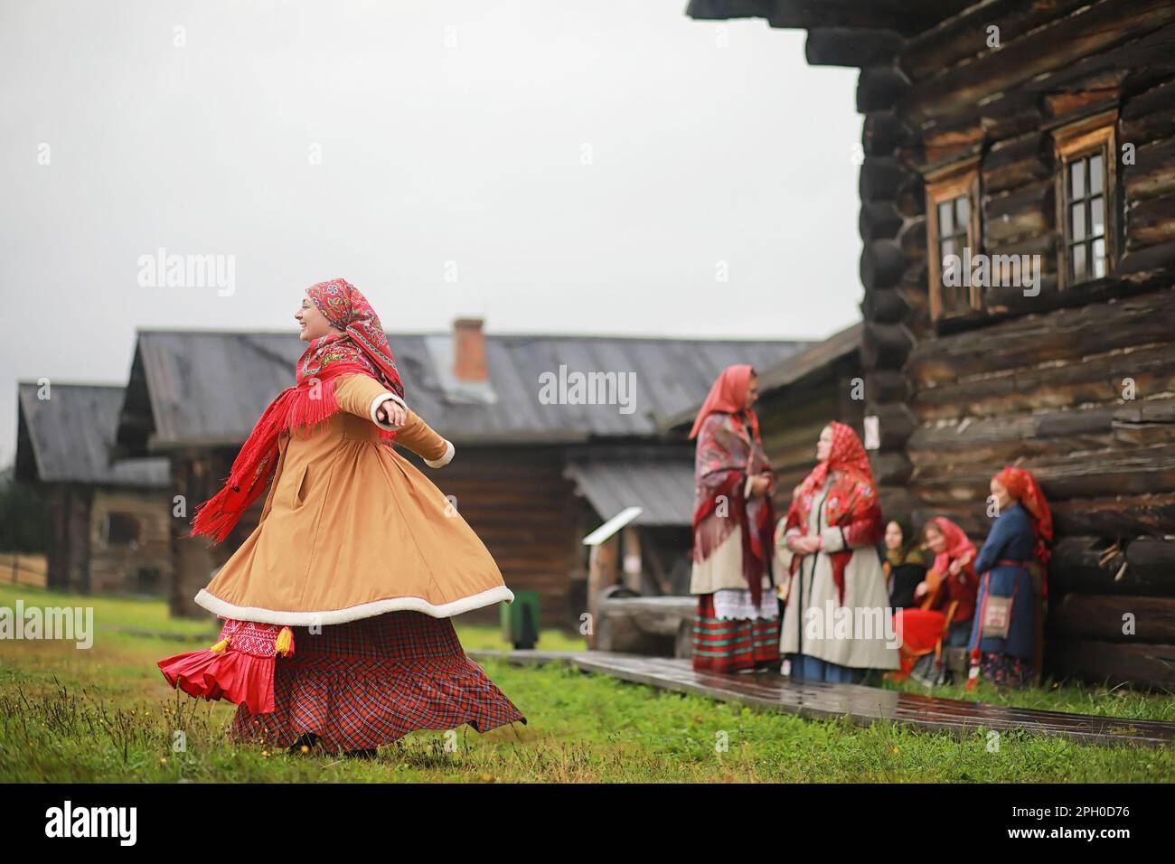 Traditional Slavic rituals in the rustic style. Outdoor in summer ...