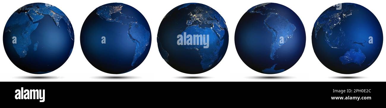 Planet Earth city lights set. Elements of this image furnished by NASA ...