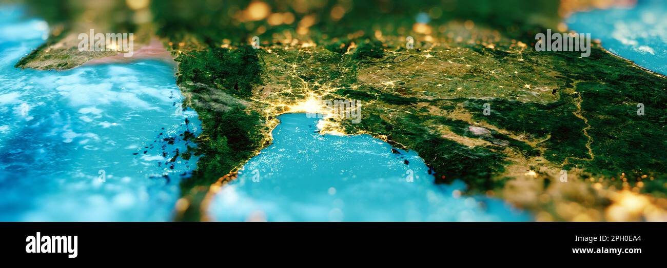 Bangkok, Thailand miniature map. Elements of this image furnished by ...