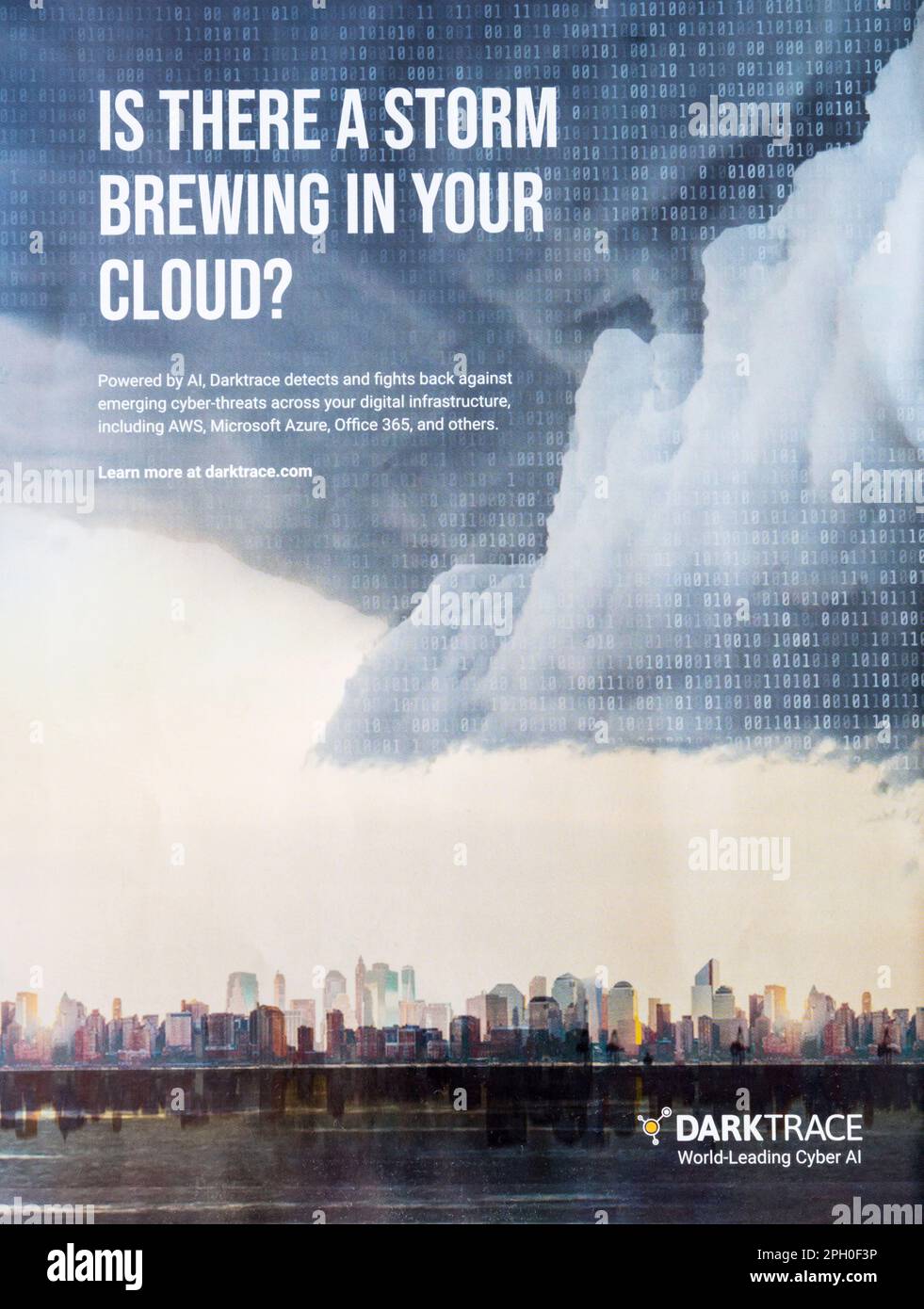 A magazine advertisement for Darktrace, AI-based cyber security Stock ...