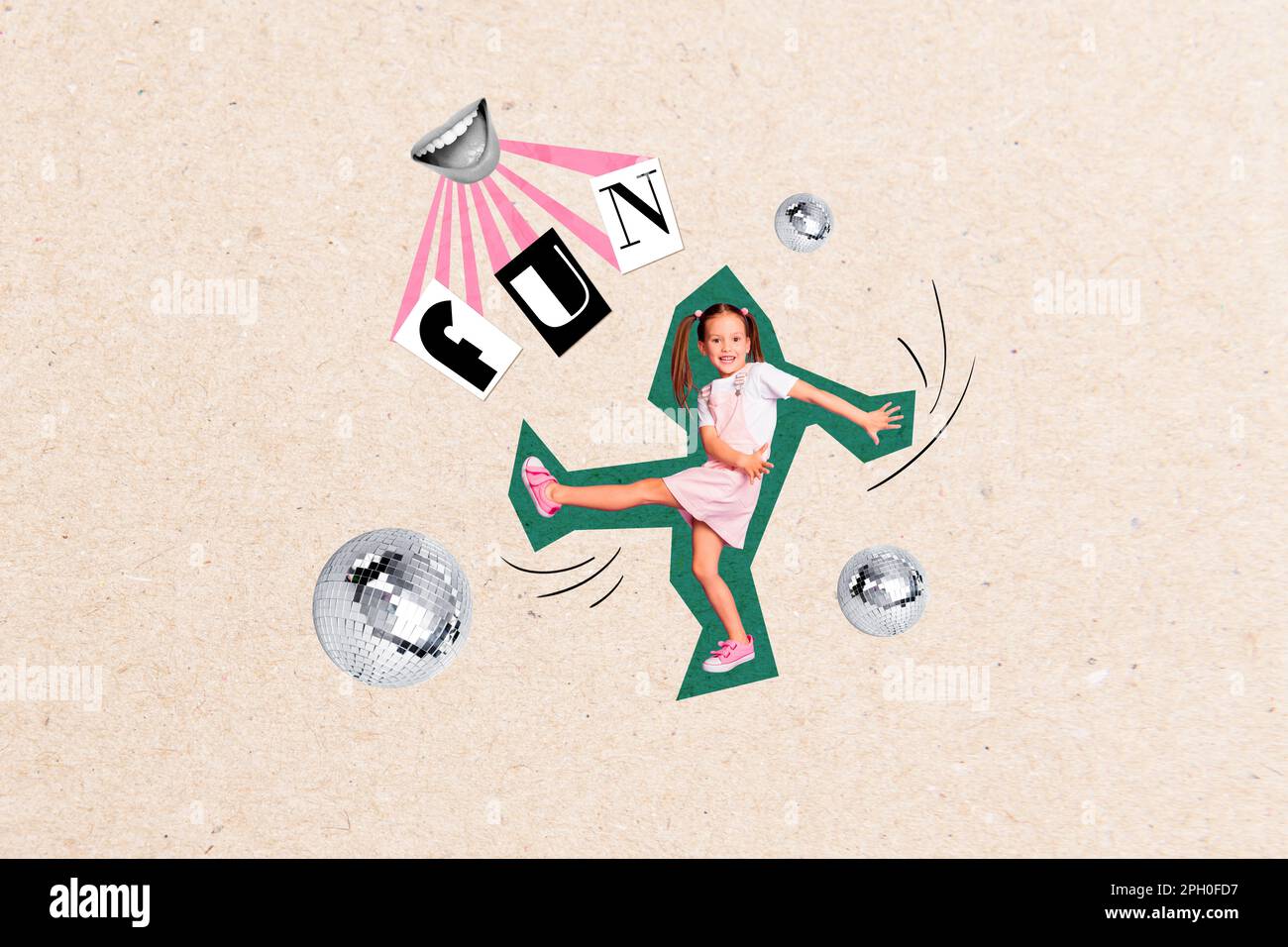 Adorable little girl dancing school classmates party event have fun ...