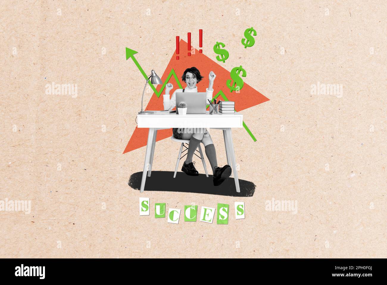 Young professional trader girl sitting office table desk screaming ...