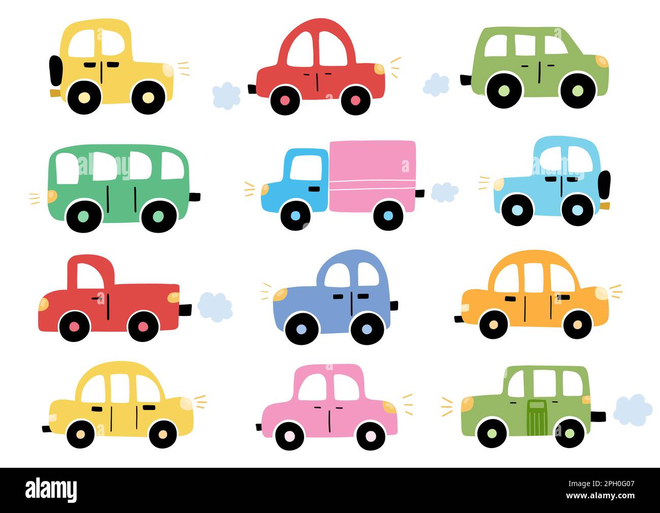 Cute cars in cartoon style collection. Transport clipart for kids and ...