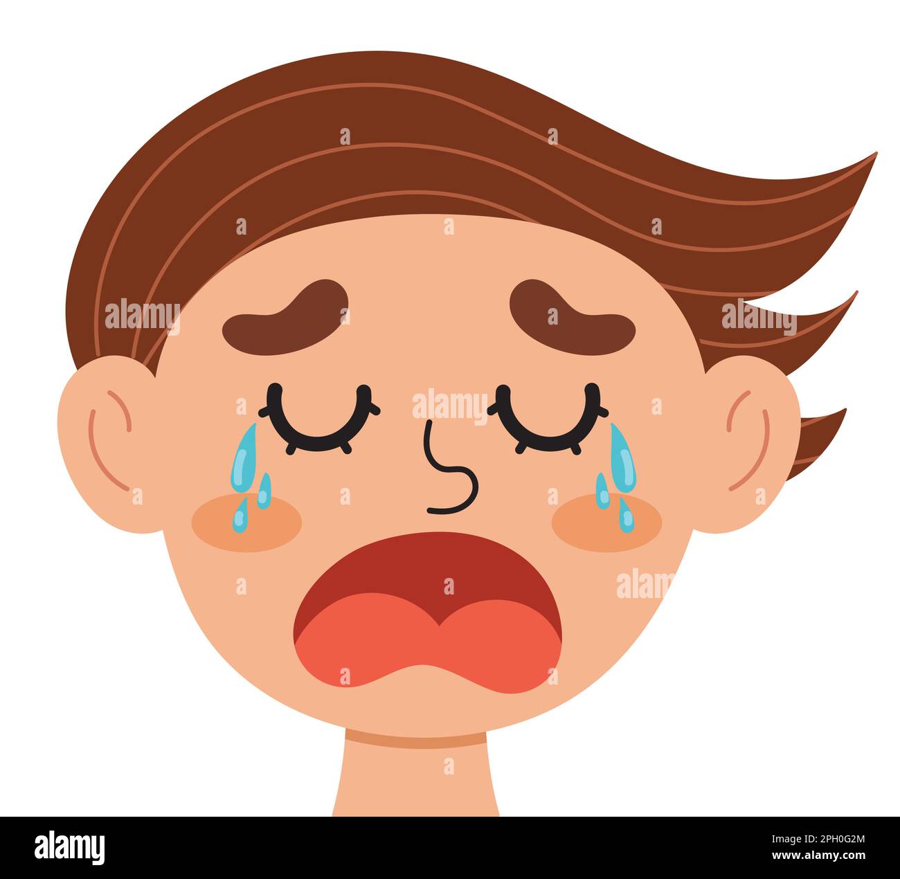 Crying boy face. Little sad kid clipart. Pain emotion Stock Vector ...