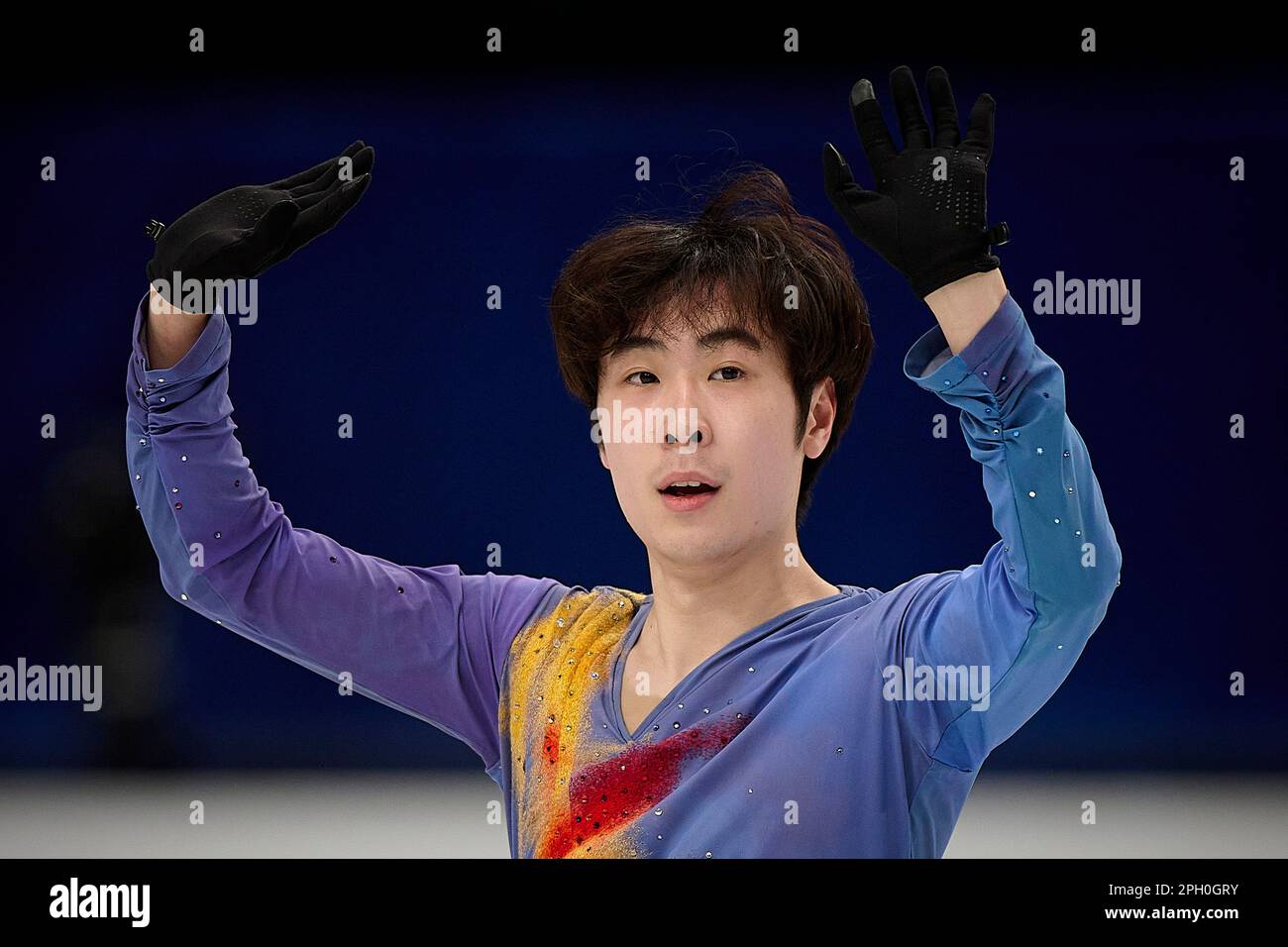 Saitama, Japan. 25th Mar, 2023. Jin Boyang of China performs during the ...