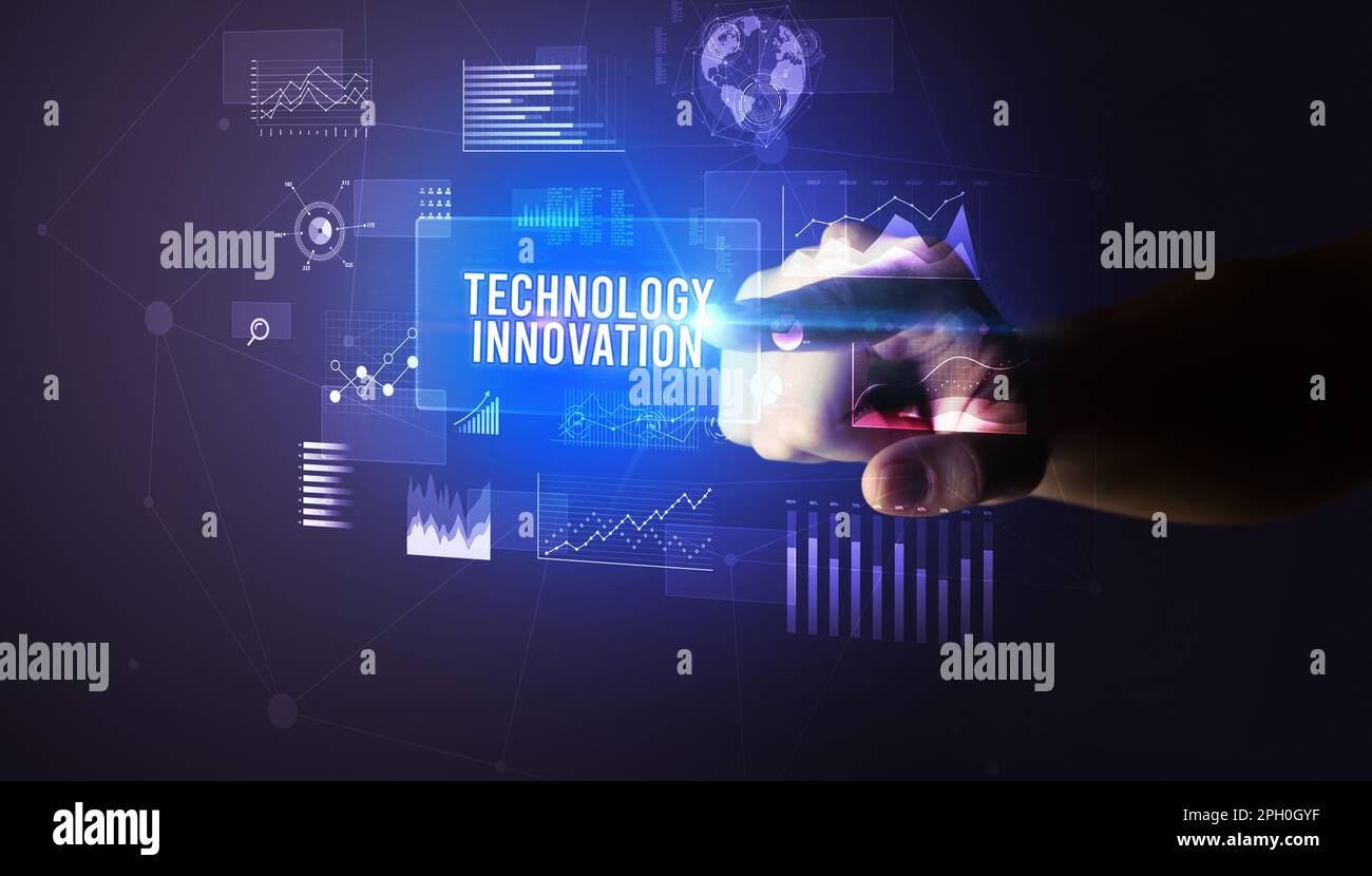 hand touching digital button, modern technology concept Stock Photo - Alamy