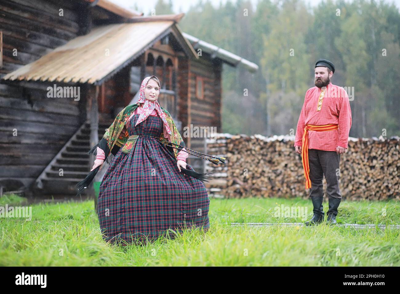 Traditional Slavic rituals in the rustic style. Outdoor in summer ...