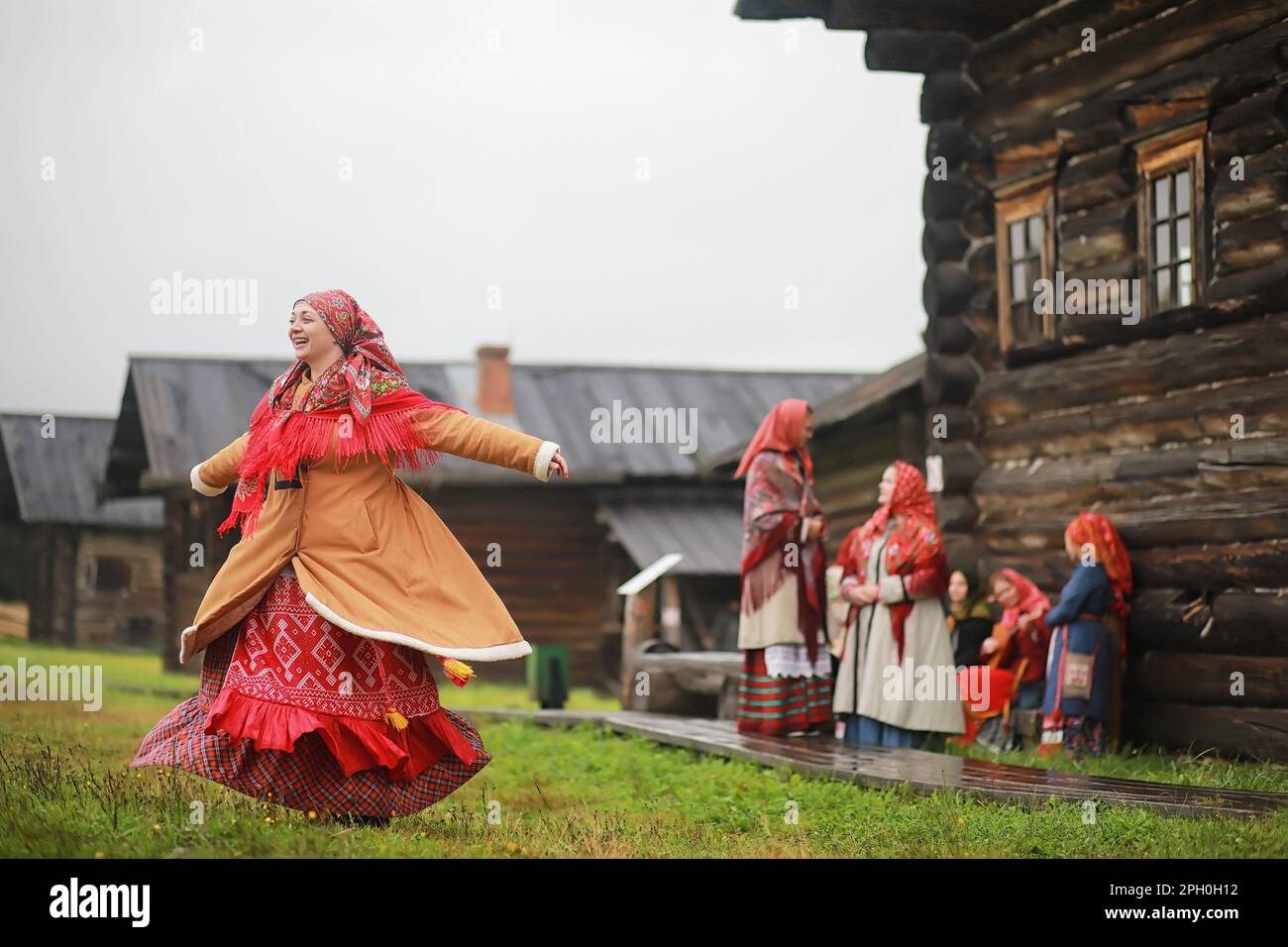 Traditional Slavic rituals in the rustic style. Outdoor in summer ...