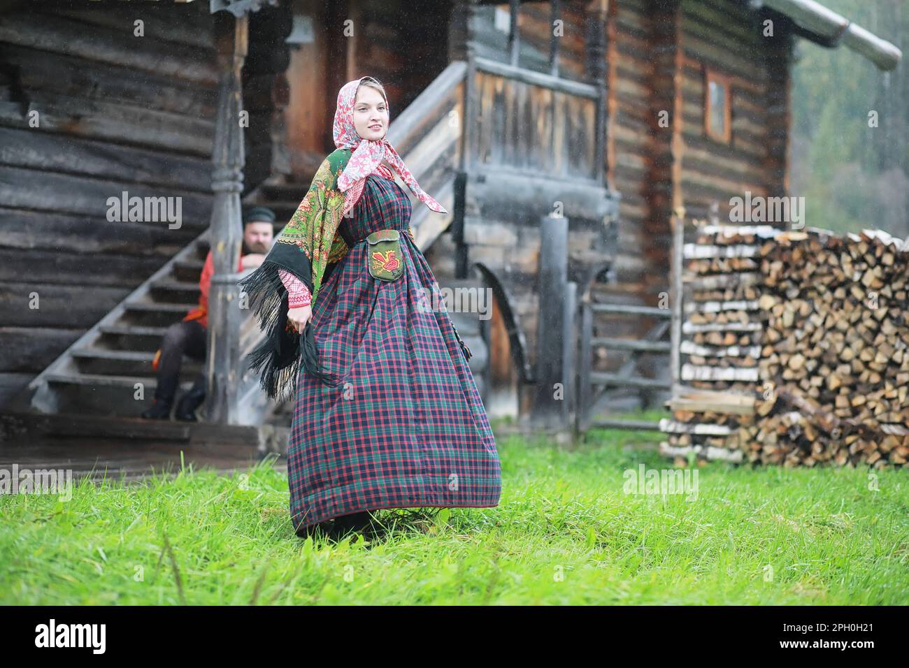 Traditional Slavic rituals in the rustic style. Outdoor in summer ...
