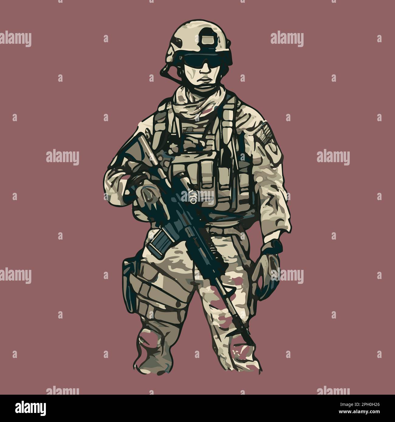 Military infantry. Cartoon soldier isolated drawing. Vector art of army ...