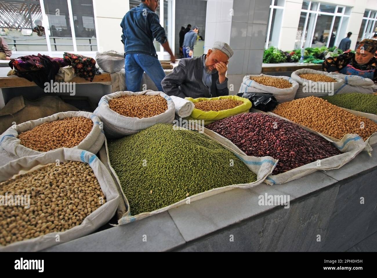 Old man selling at market, Samarkand also known as Samarqand ...