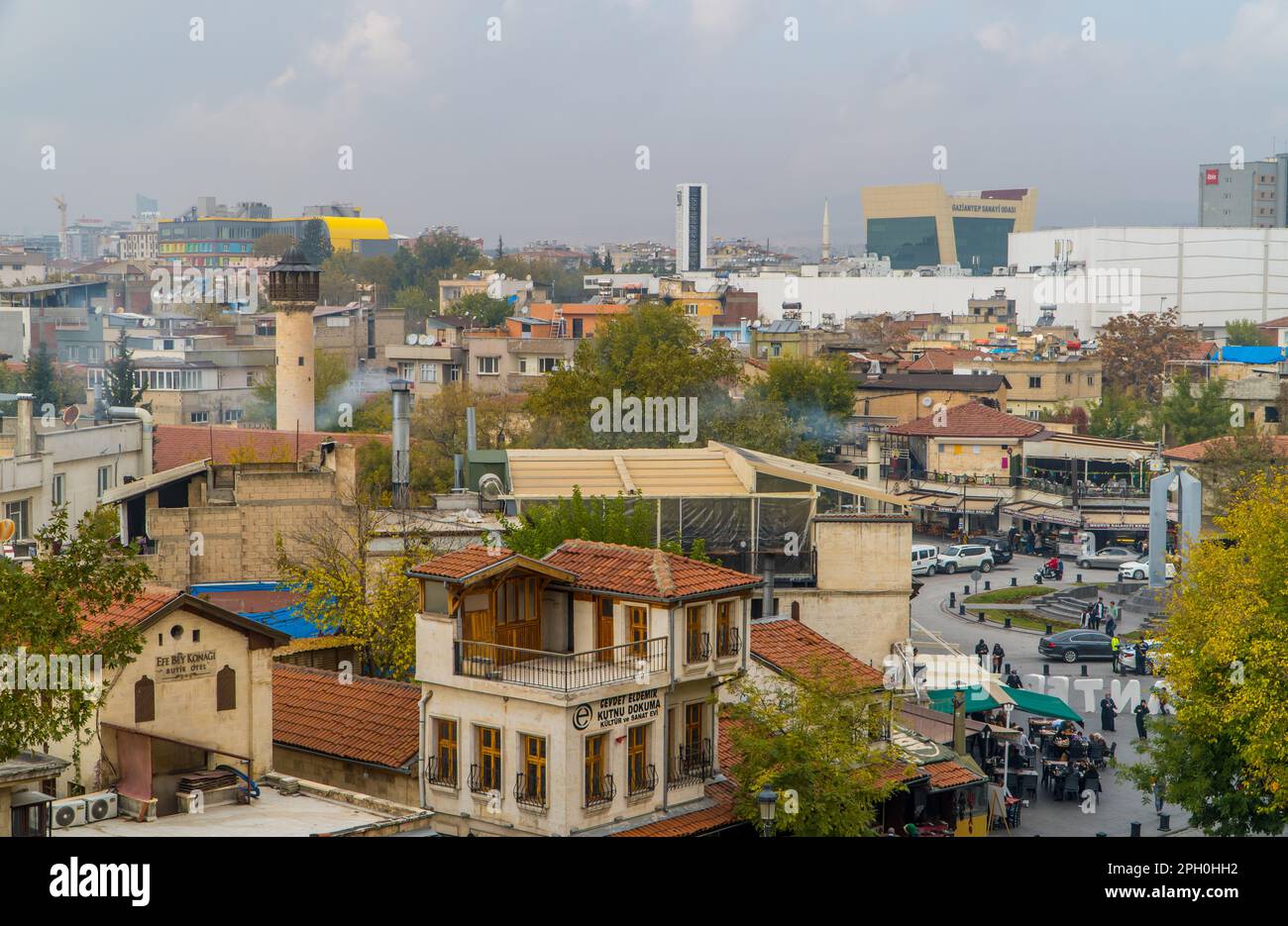 Aerial view of the city of Gaziantep, Turkey from Gaziantep Castle ...
