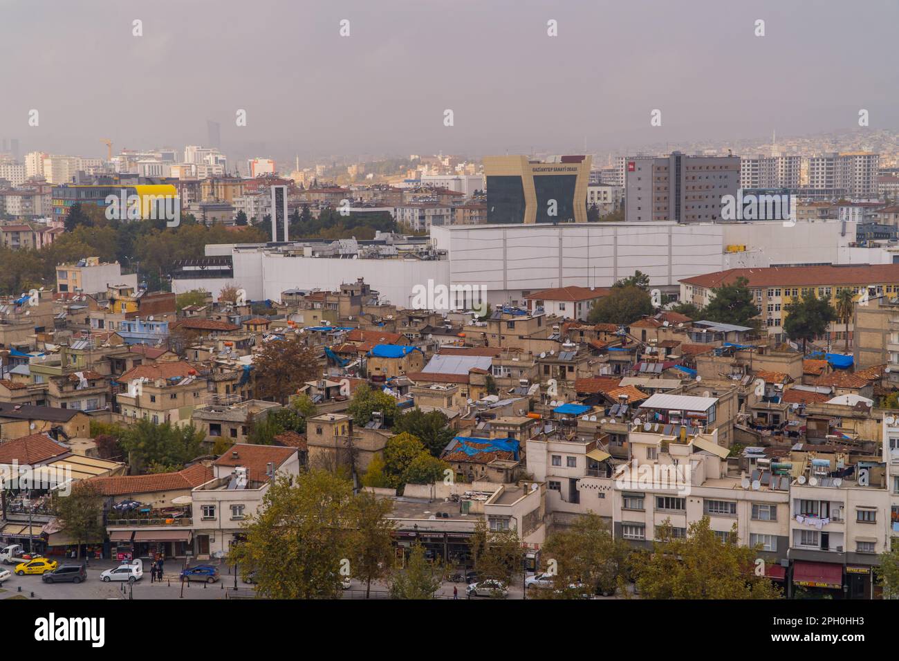 Aerial view of the city of Gaziantep, Turkey from Gaziantep Castle ...