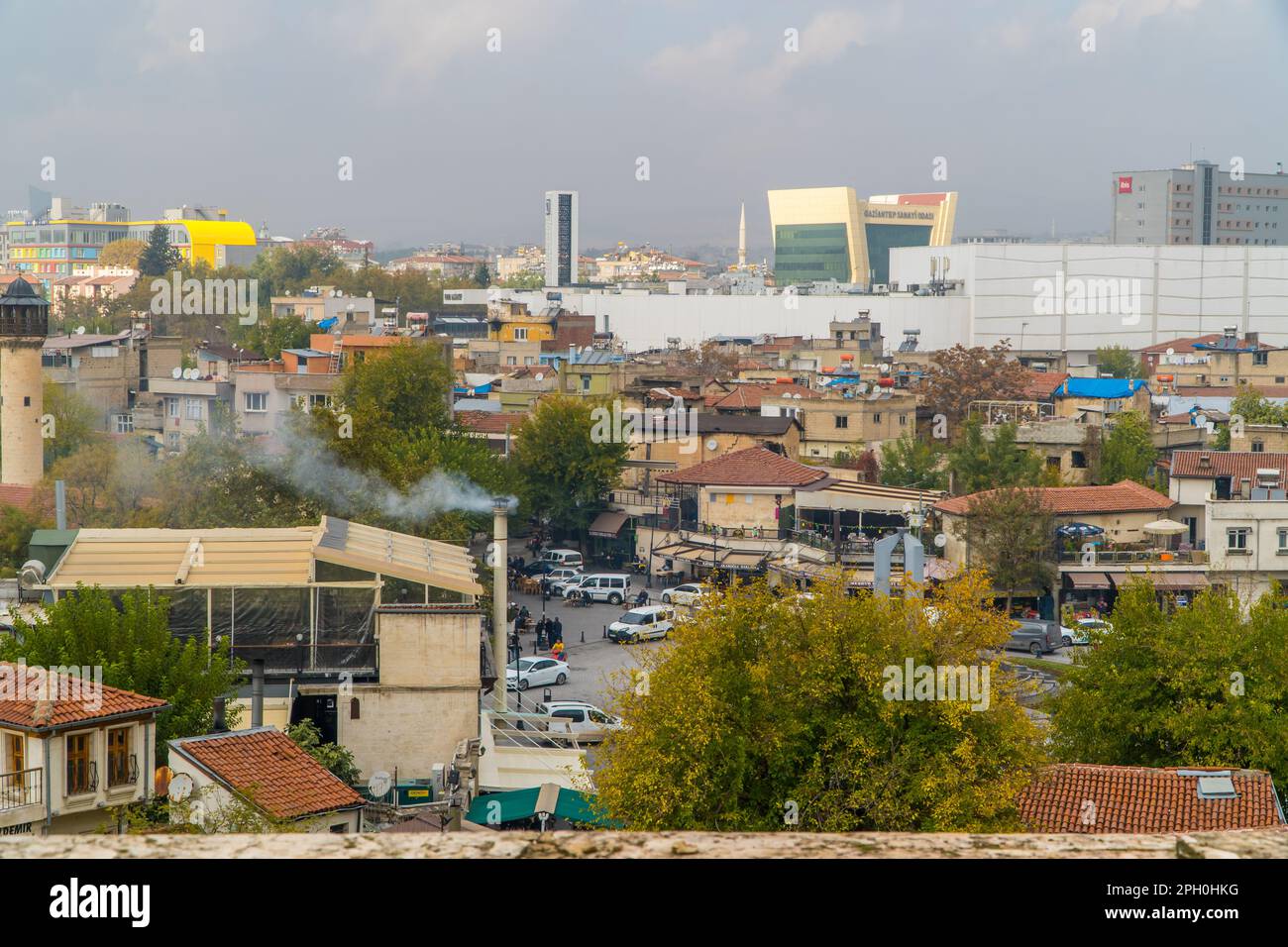Aerial view of the city of Gaziantep, Turkey from Gaziantep Castle ...