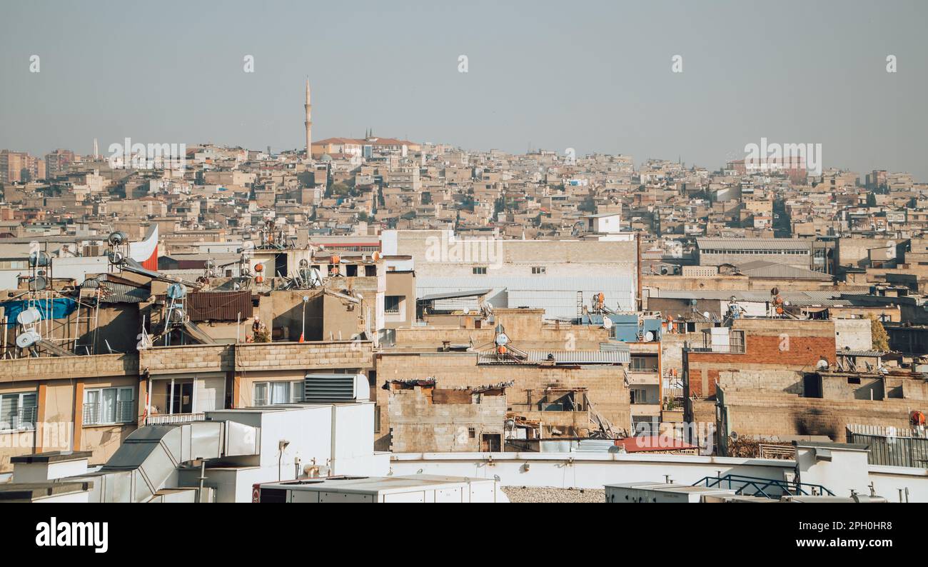 Aerial view of the city of Gaziantep, Turkey from Gaziantep Castle ...