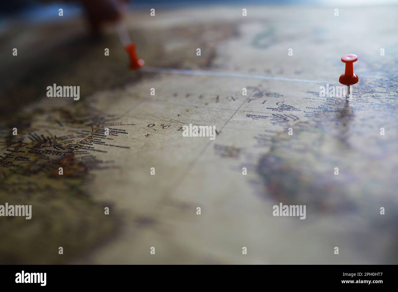 Travel concept. Map and needle with a marked place. Compass point on ...