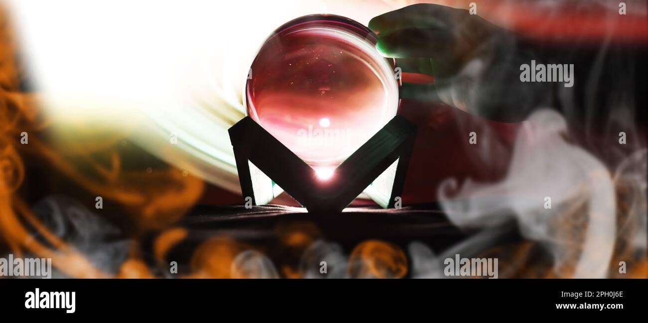 Milky way in magic sphere,Fortune teller,mind power concept. magic ball ...