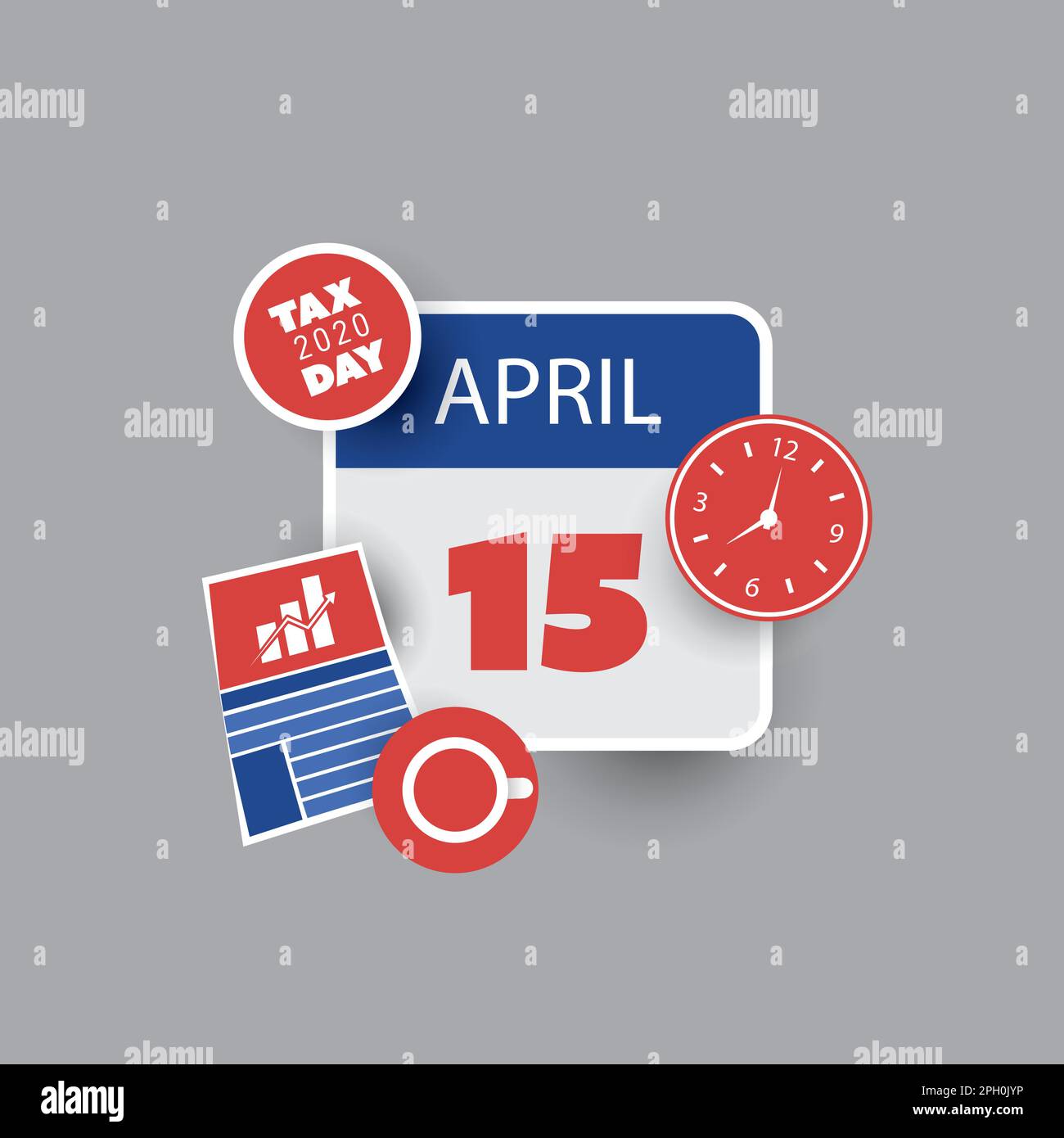Tax Day Reminder Concept - Calendar Design Template - USA IRS Tax ...