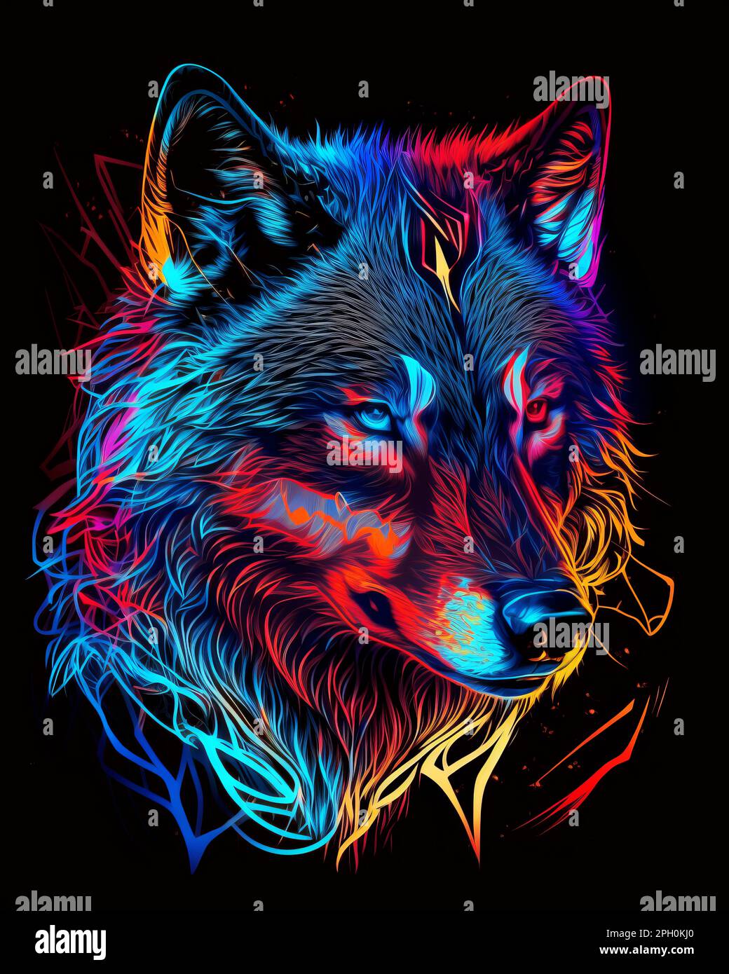 Colorful Watercolor Wolf