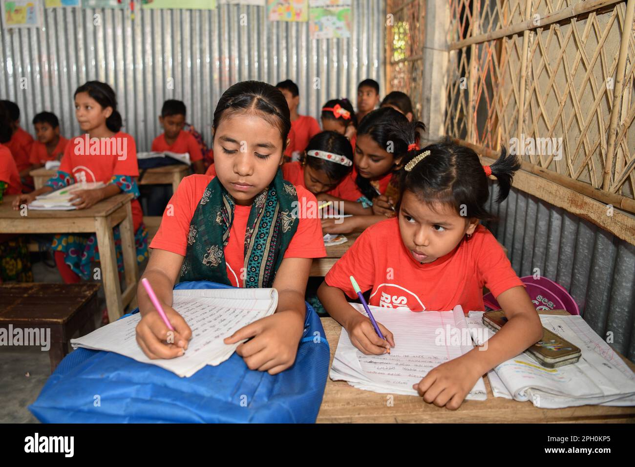 Underprivileged children attend classes at the Obhizatrik School in ...