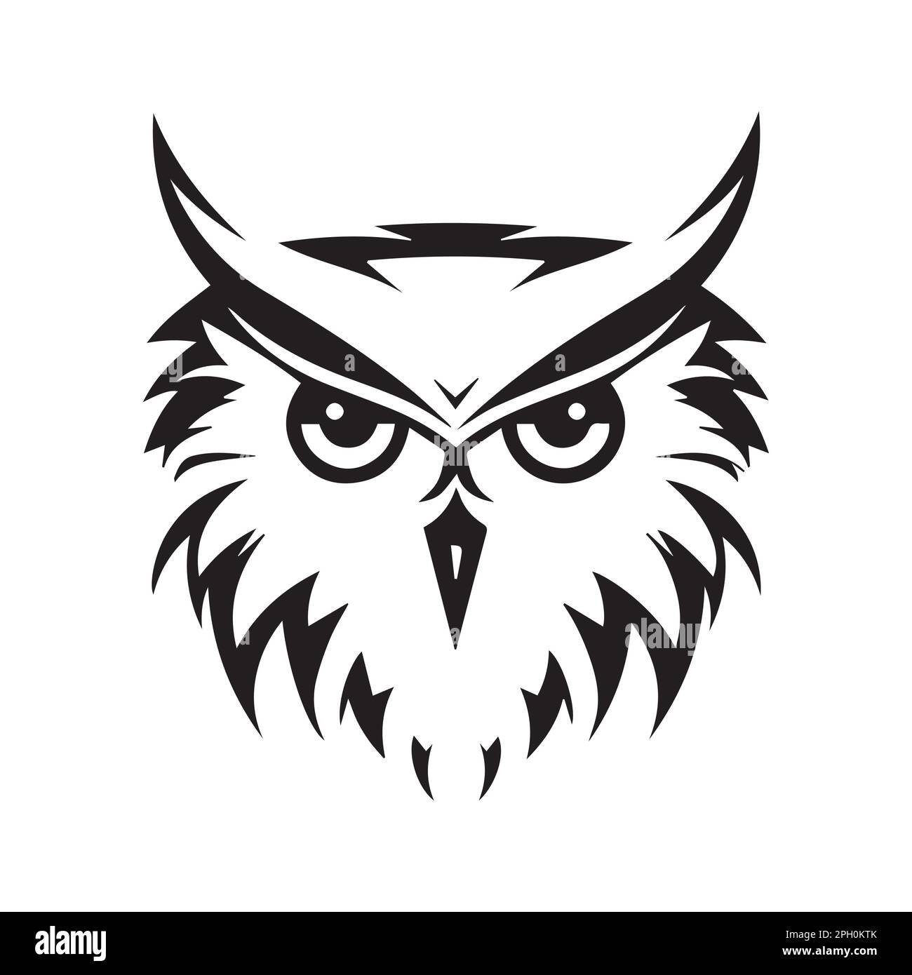 Owl minimal black and white vector icon. Isolated artistic logo. Tattoo ...