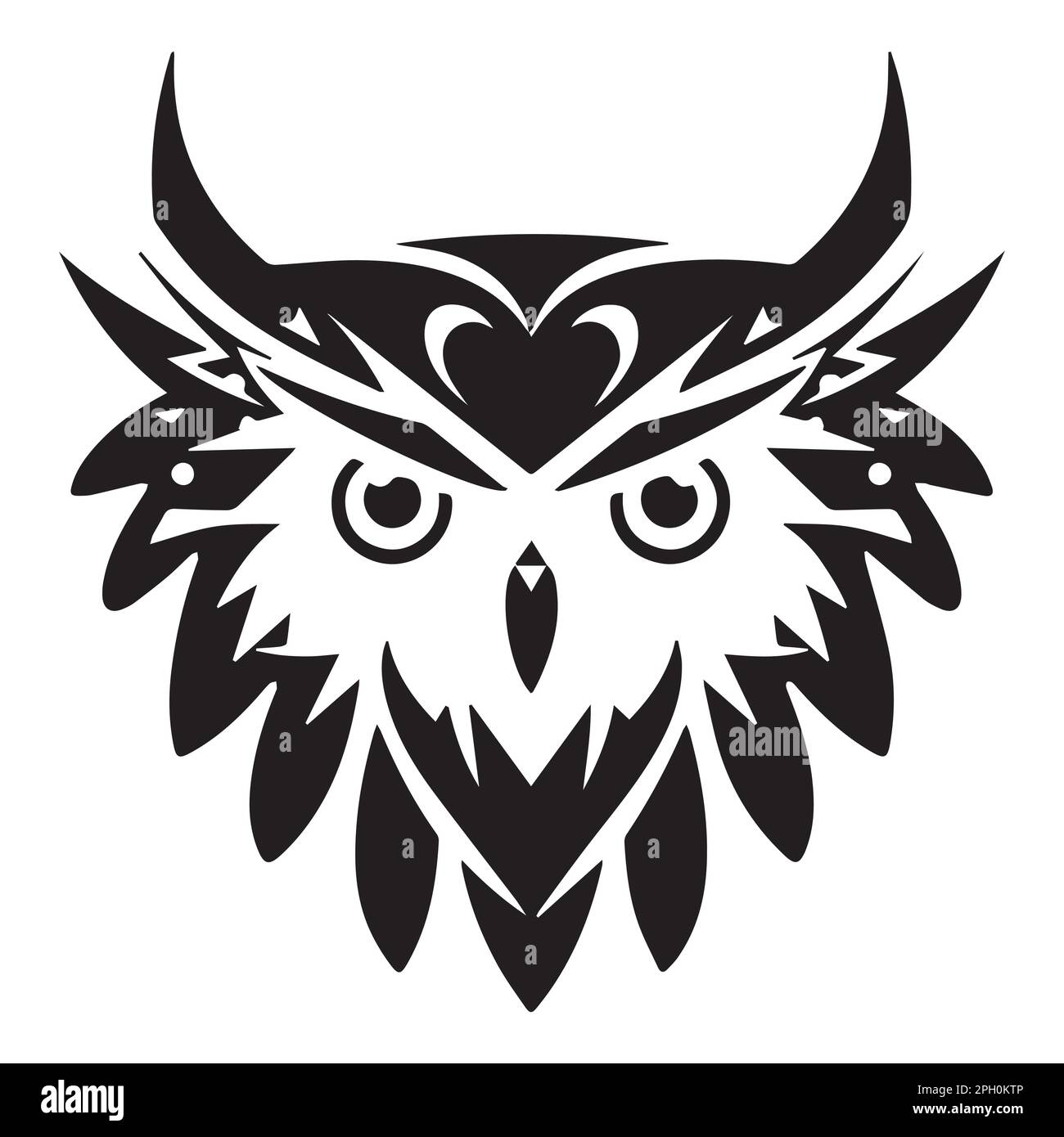 Owl minimal black and white vector icon. Isolated artistic logo. Tattoo ...