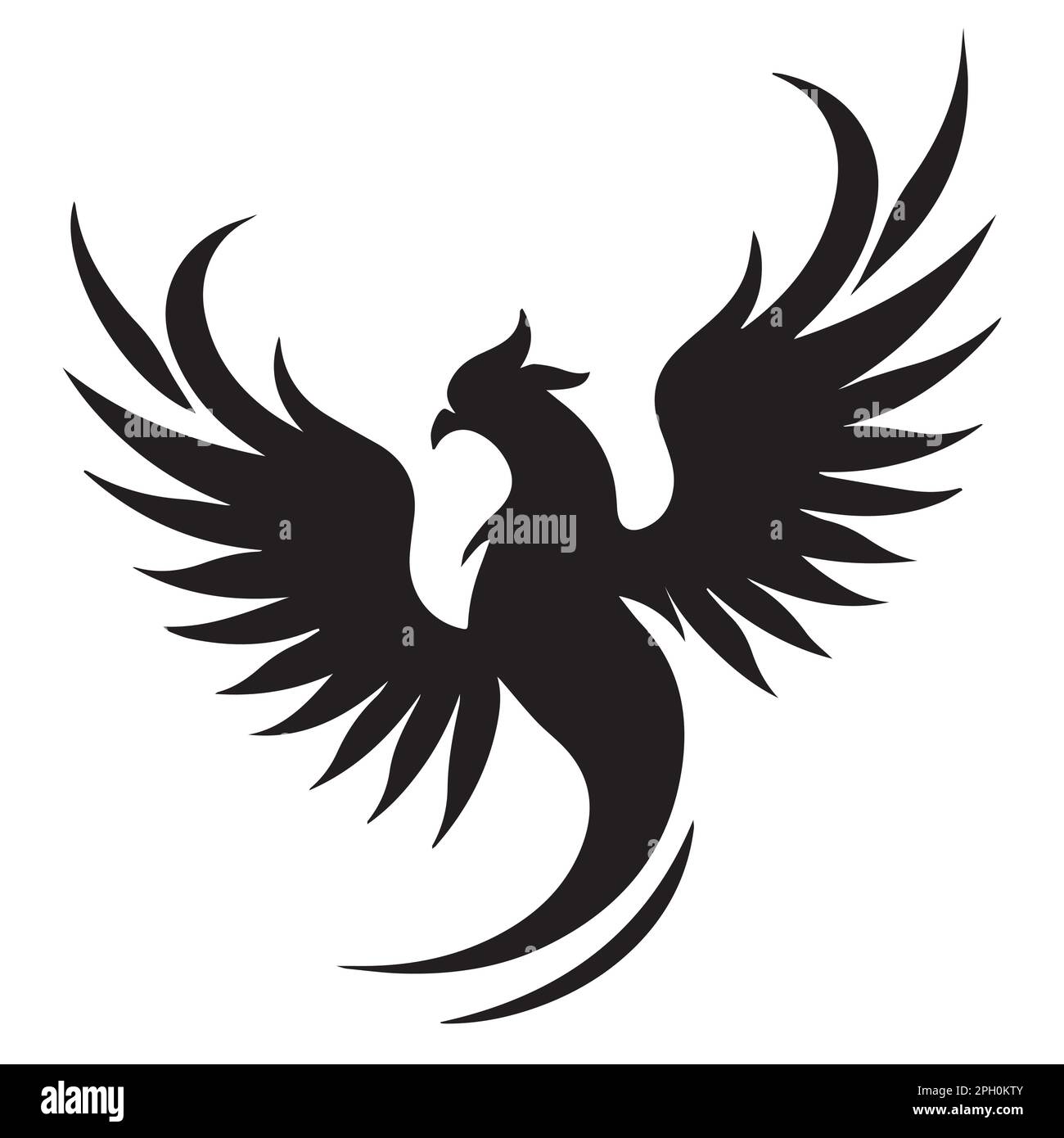 Phoenix minimal black and white vector icon. Isolated artistic logo ...