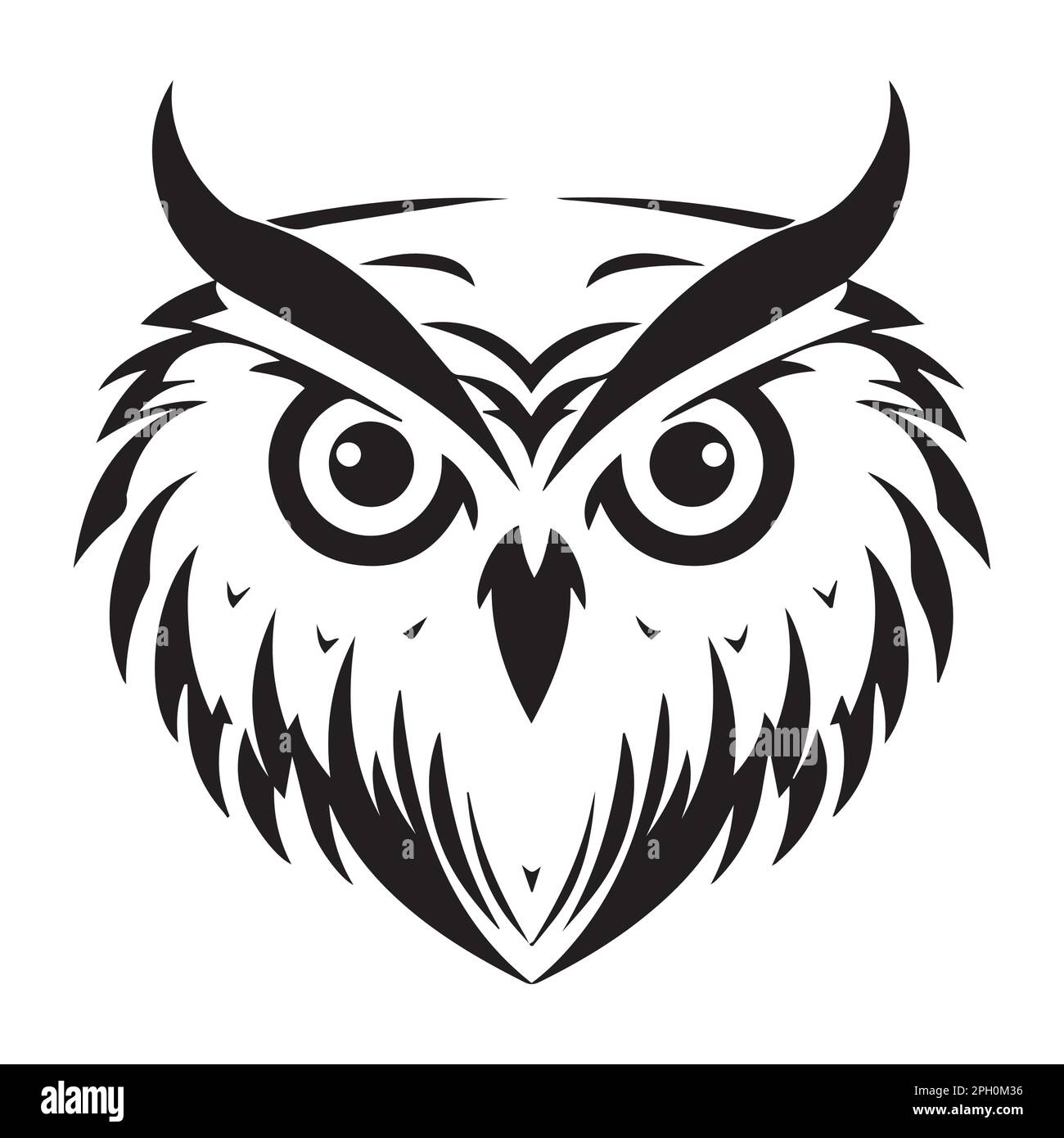 Owl minimal black and white vector icon. Isolated artistic logo. Tattoo ...