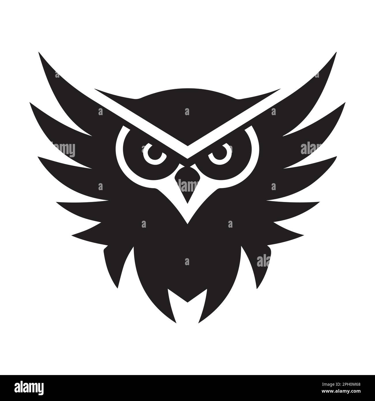 Owl minimal black and white vector icon. Isolated artistic logo. Tattoo ...
