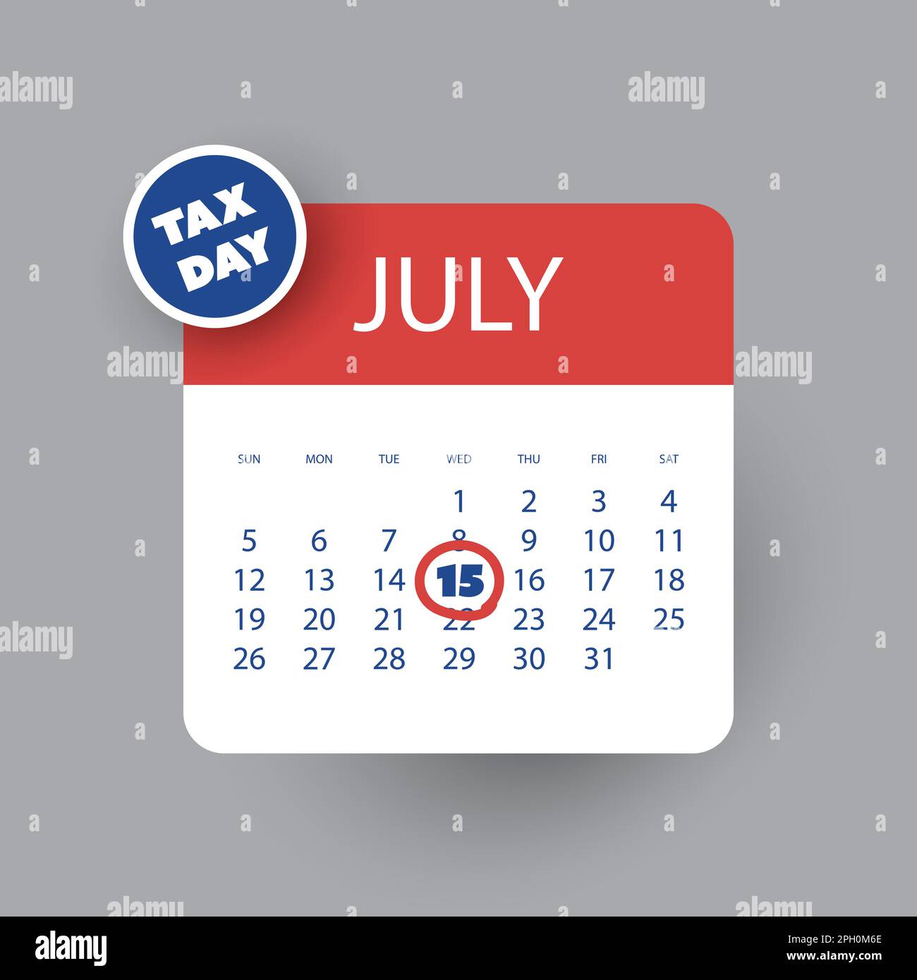 Colorful Tax Day Reminder Concept - Calendar Design Template - USA Tax ...