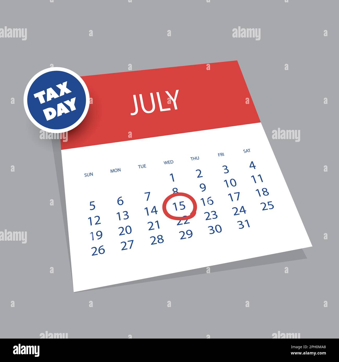 Colorful Tax Day Reminder Concept - Calendar Design Template - USA Tax ...