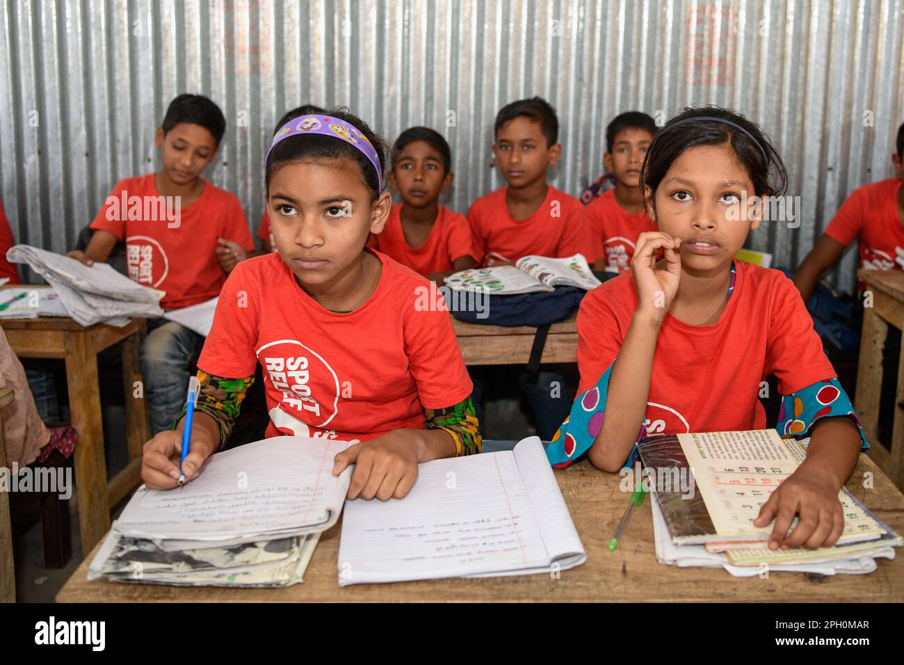 Underprivileged children attend classes at the Obhizatrik School in ...