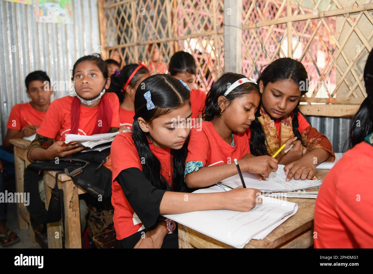 Underprivileged children attend classes at the Obhizatrik School in ...