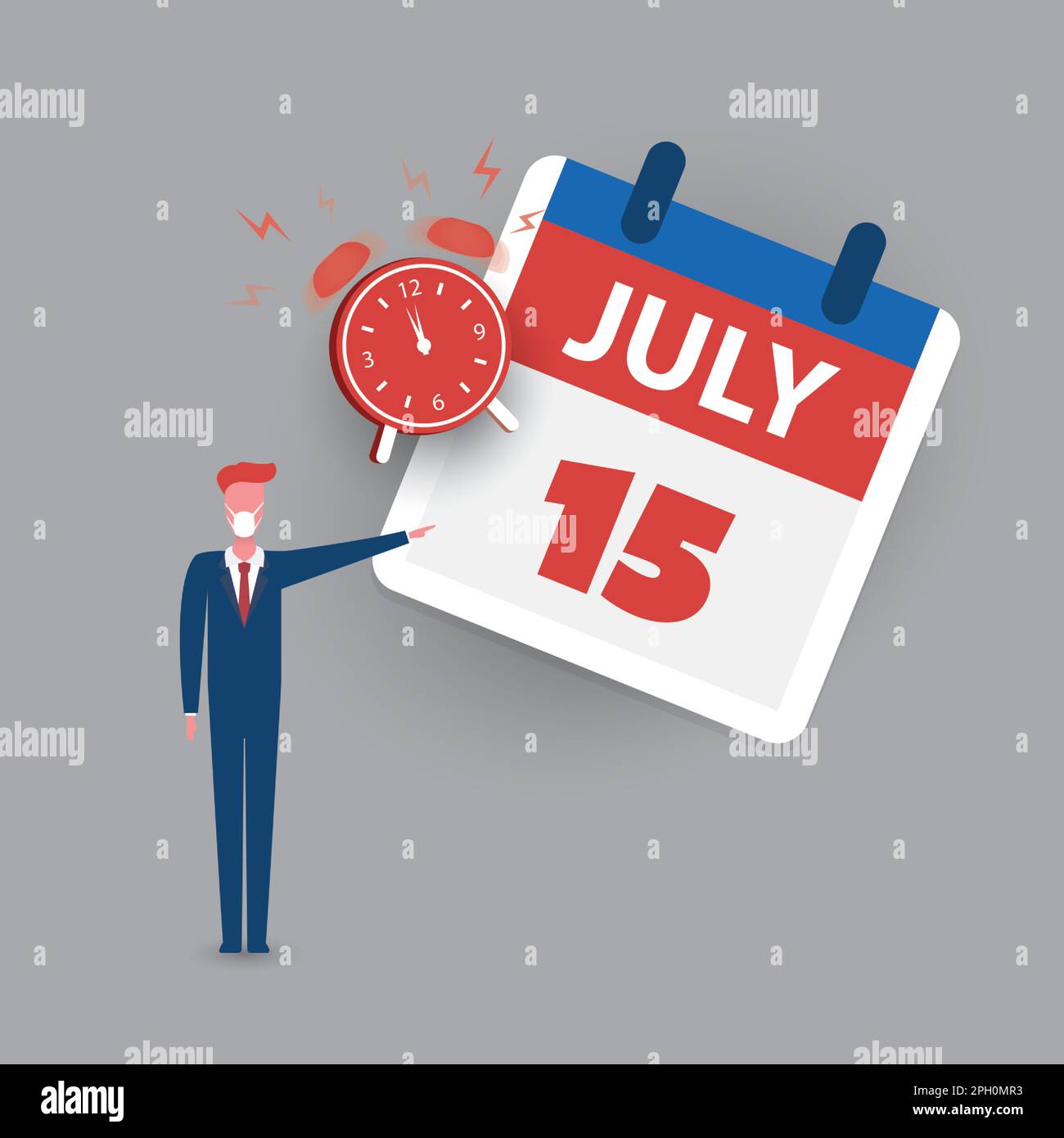 Tax Day Reminder Concept - Calendar Design Template with Businessman ...