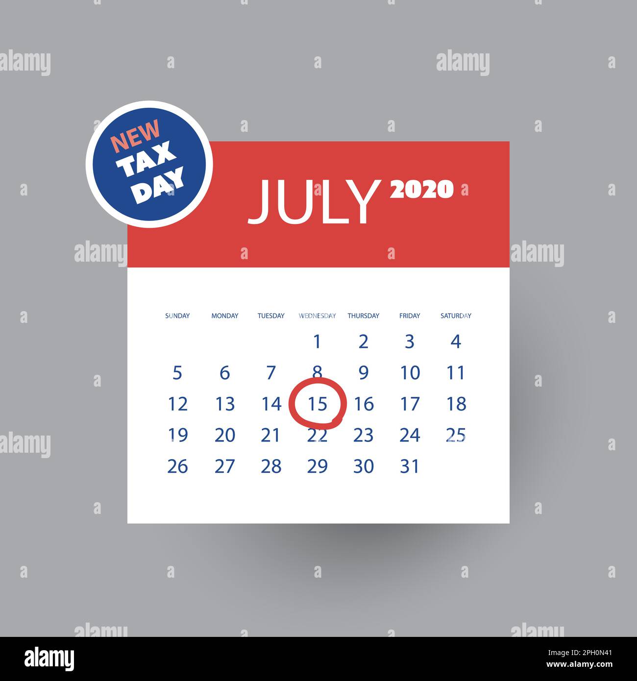 Tax Day Reminder Concept - Calendar Design Template - USA Tax Deadline ...