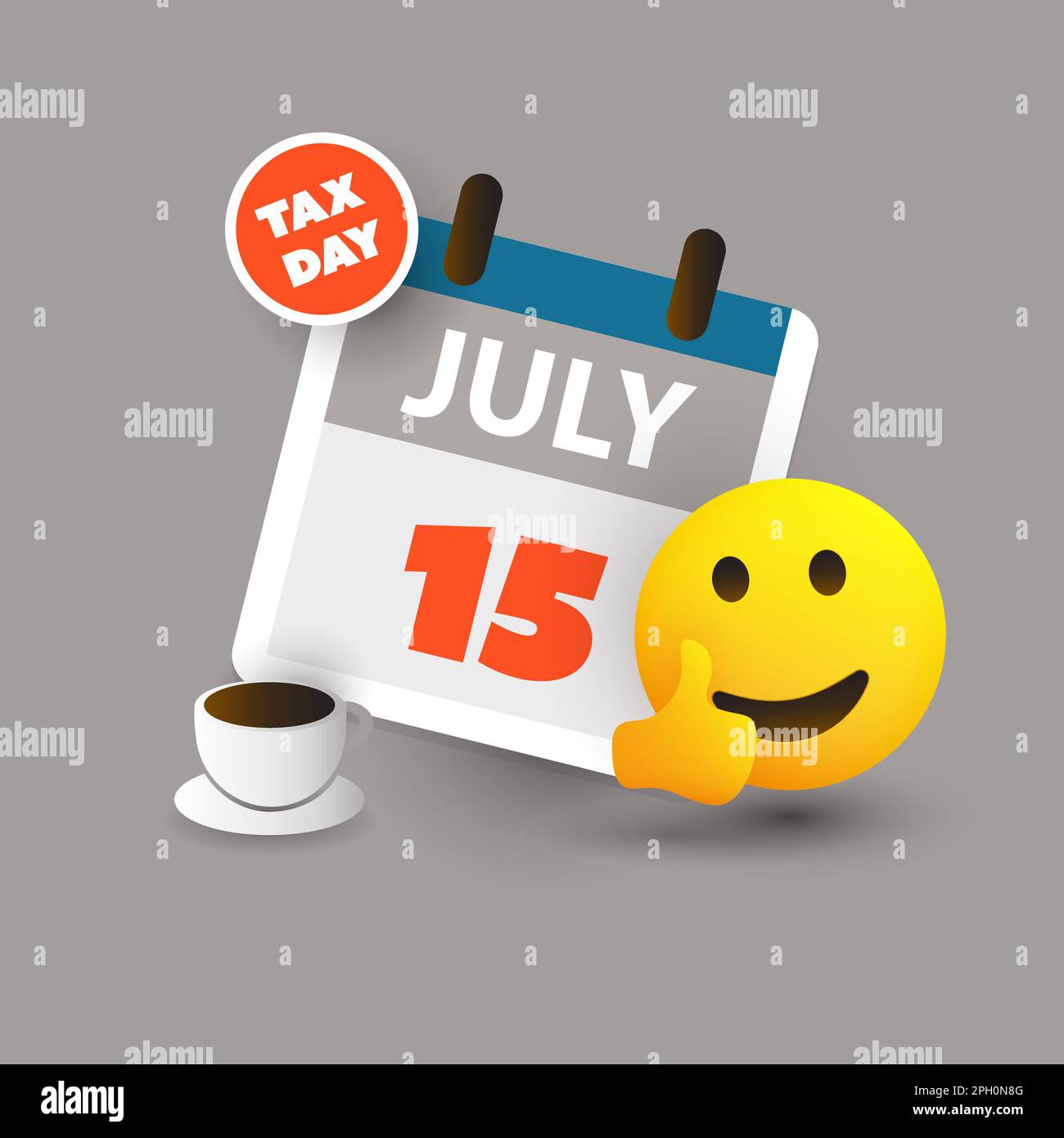 Tax Day Reminder Concept with Emoticon - Calendar Design Template - USA ...