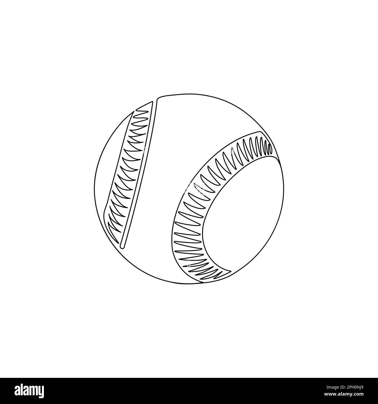 Single continuous line drawing leather baseball ball symbol logo ...