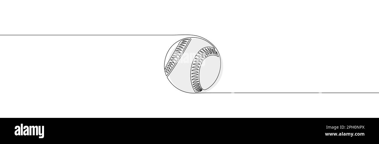 Single continuous line drawing leather baseball ball symbol logo ...
